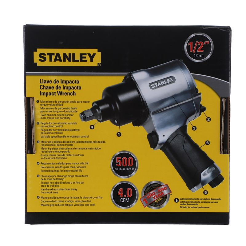 Pistola de Impacto Neumática 1/2" 90Psi Stanley 97-006La: Potente ...