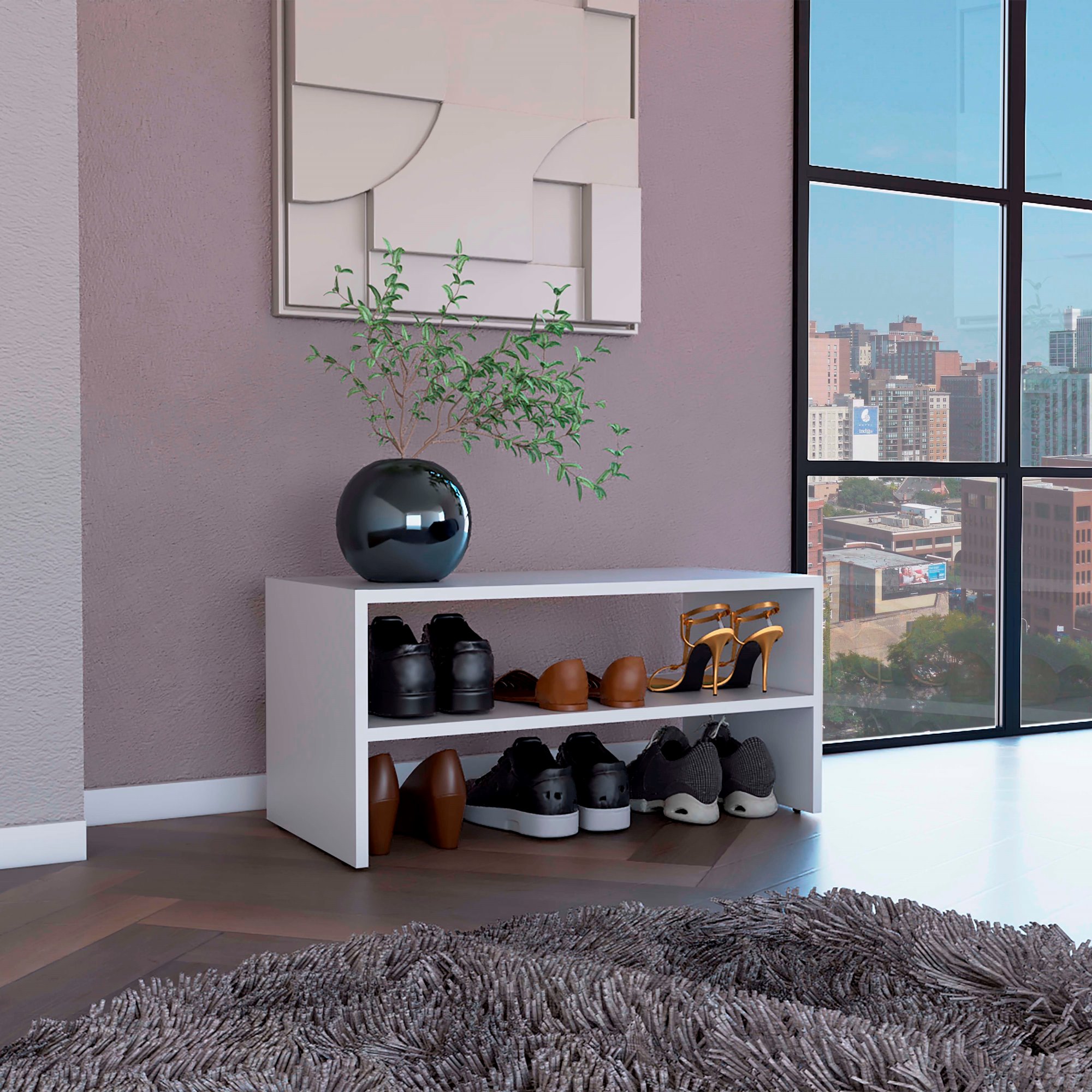 Zapatero Apilable Basico Silpa 35X72X34 RTA Blanco Mqz ZF