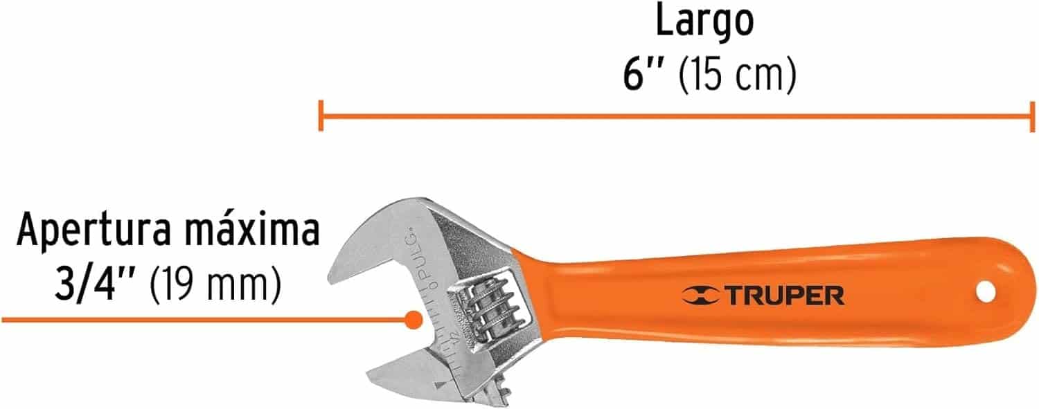 Llave ajustable (perico) 12" cromada mango de pvc Truper