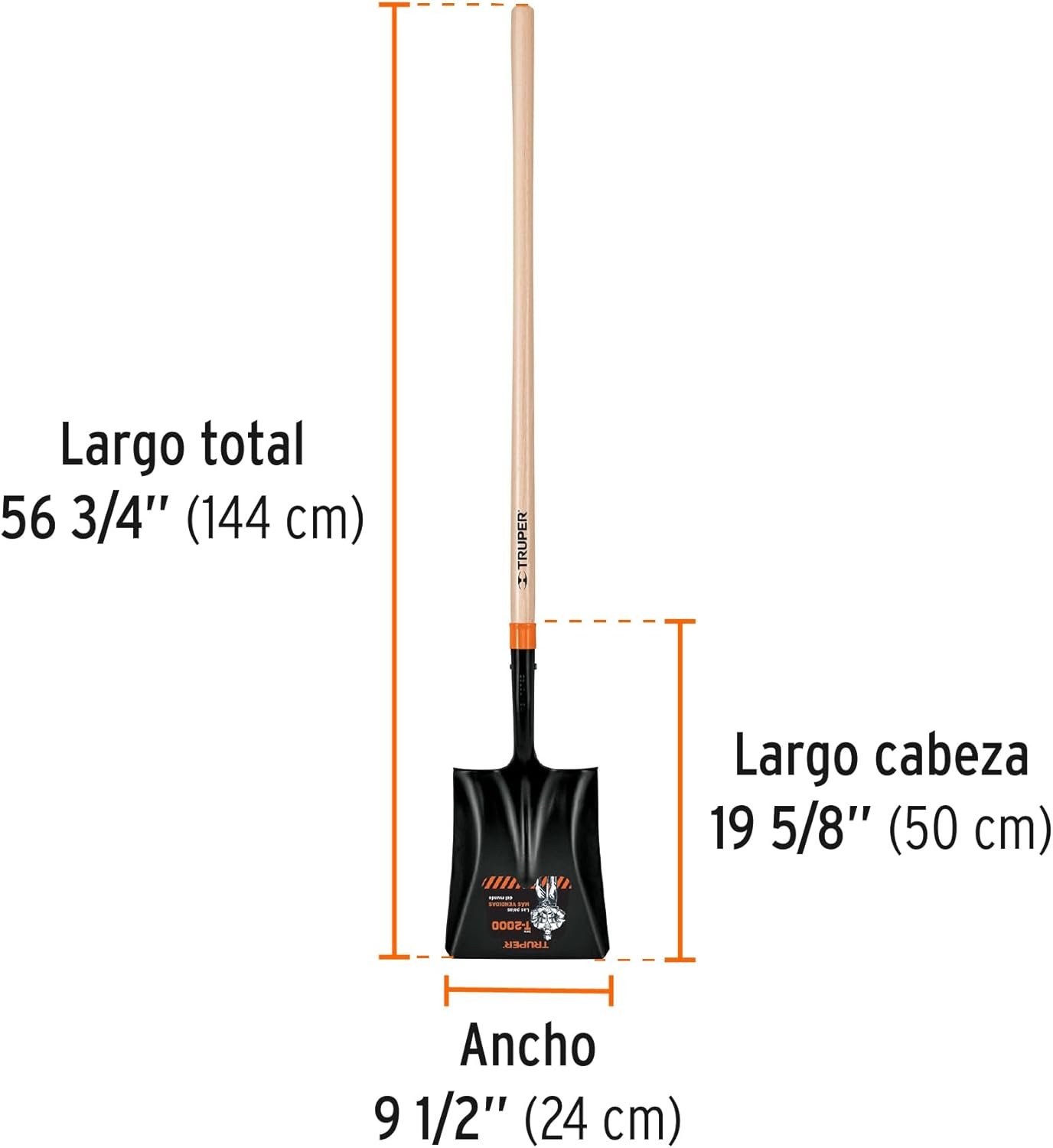 Pala cuadrada mango largo modelos T-2000 56 3/4" Truper